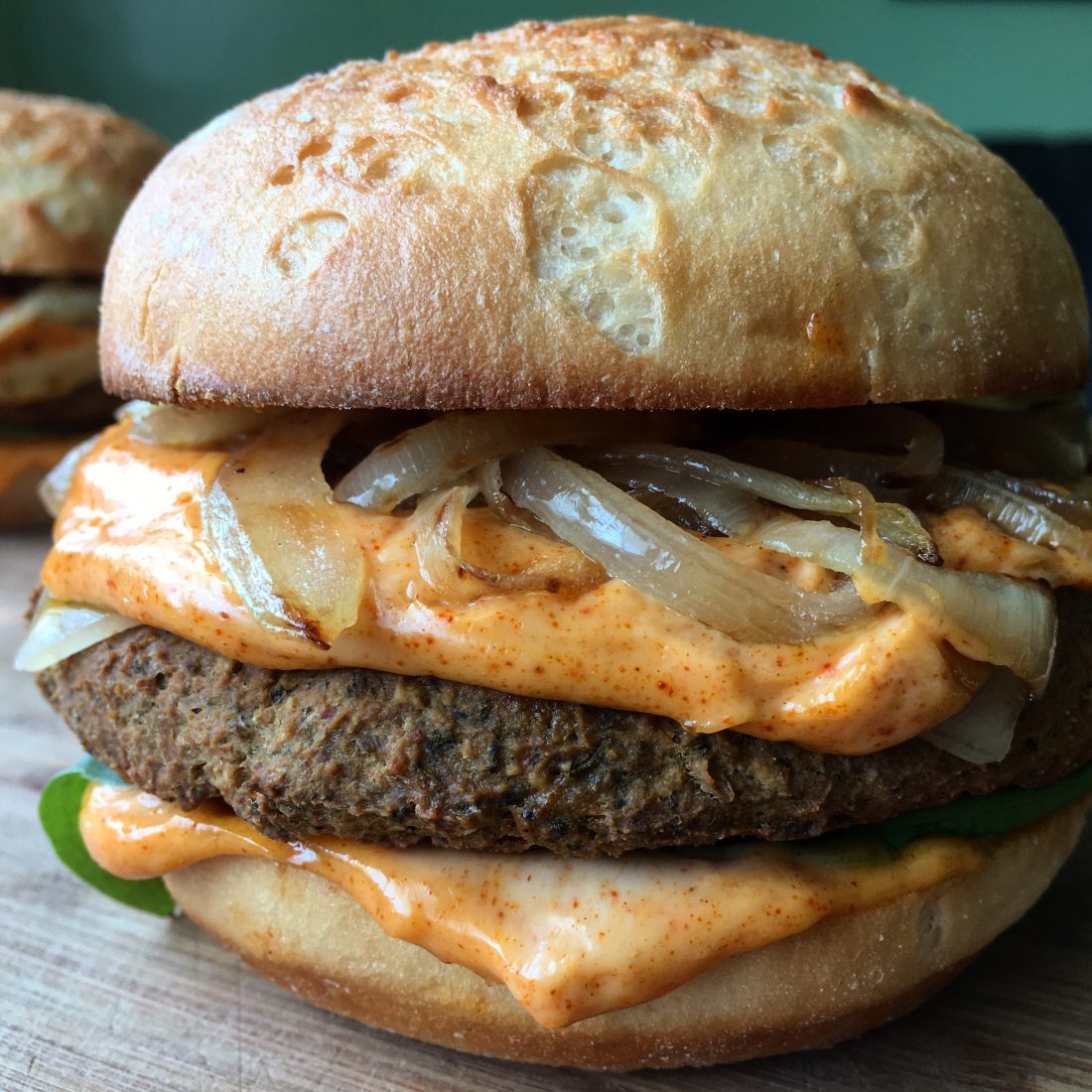 Roasted Smokey Rhubarb Burger (V/GF) – Bunny's Bite