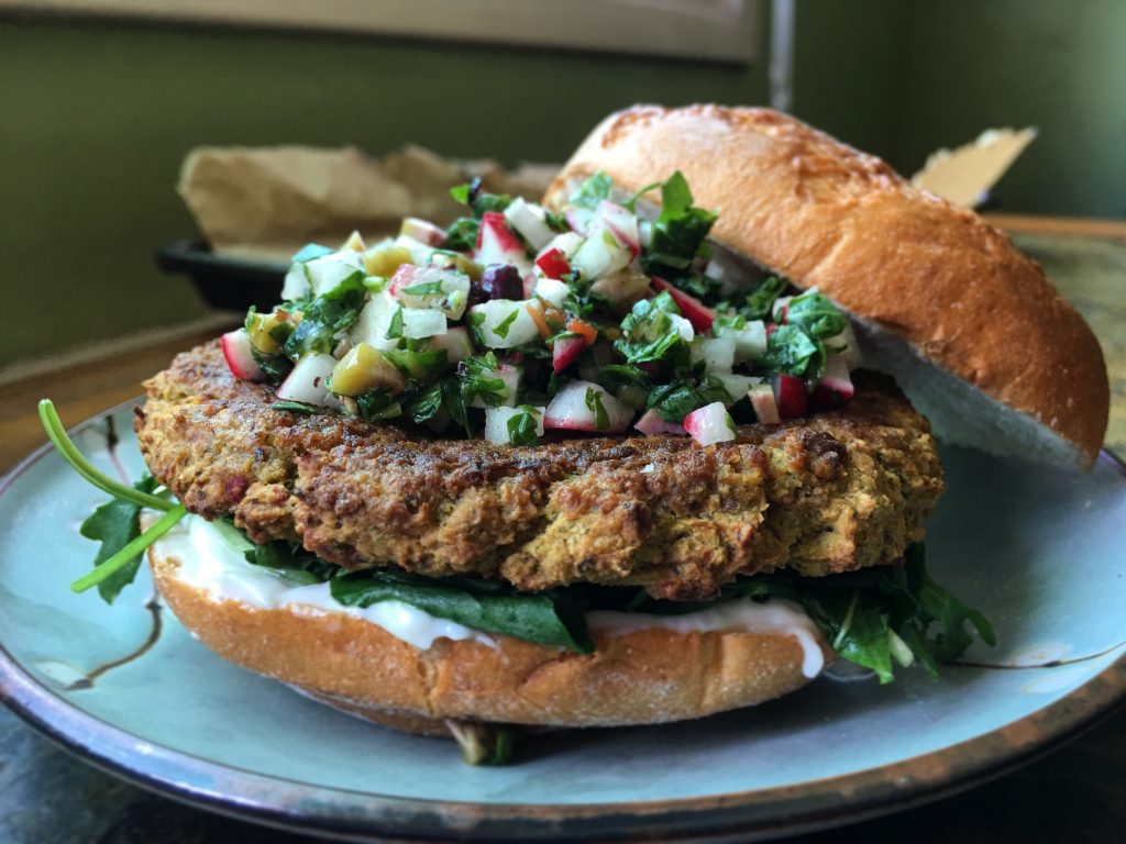 Arugula Radish Burgers with Arugula Radish Tapenade (V/GF) – Bunny's Bite