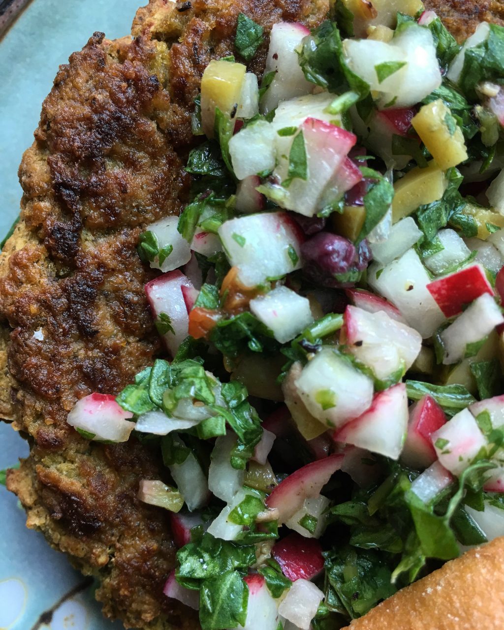 Arugula Radish Burgers with Arugula Radish Tapenade (V/GF) – Bunny's Bite